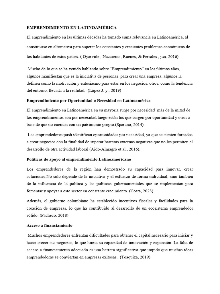 Emprendimiento en Latinoamérica | PDF | Iniciativa empresarial ...