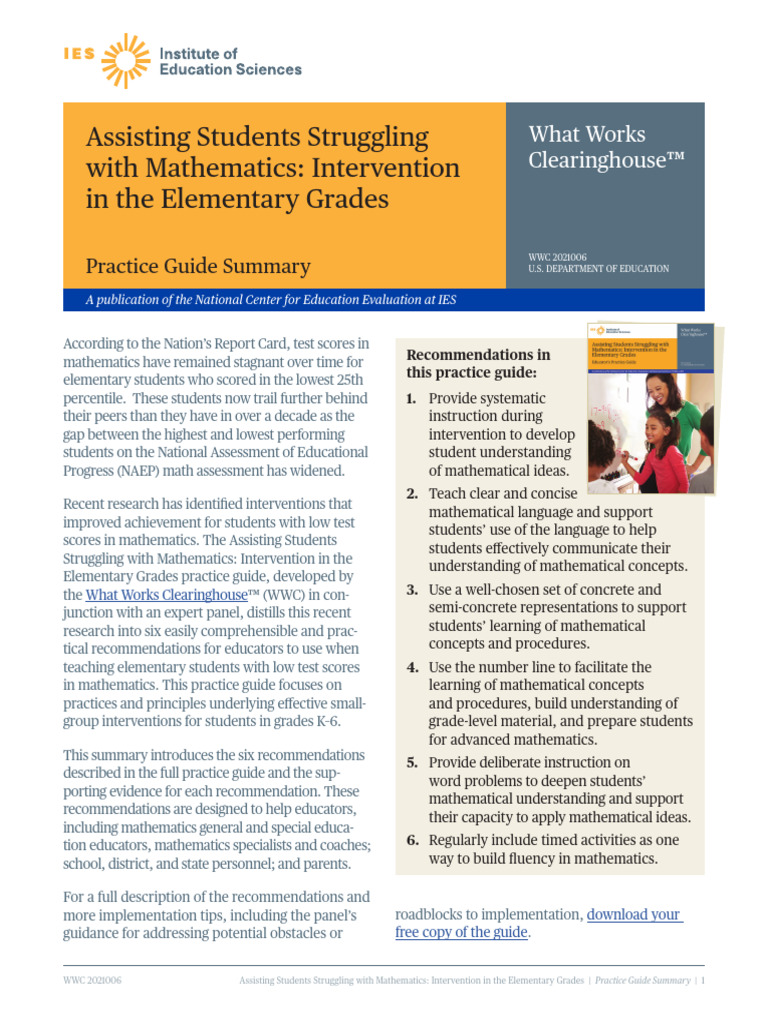 WWC PraxGuide Elementary Math Summary 508c | PDF | Numbers | Mathematics