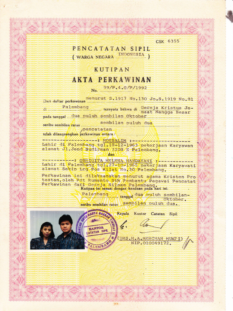 Contoh Akte Pernikahan Lama | PDF