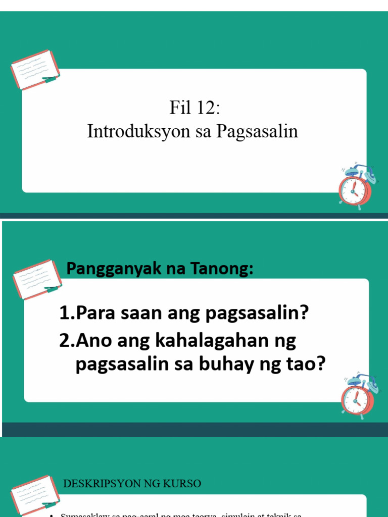 Aralin 1 Introduksyon at Kahulugan NG Pagsasalin Sa Ibat Ibang Panahon ...