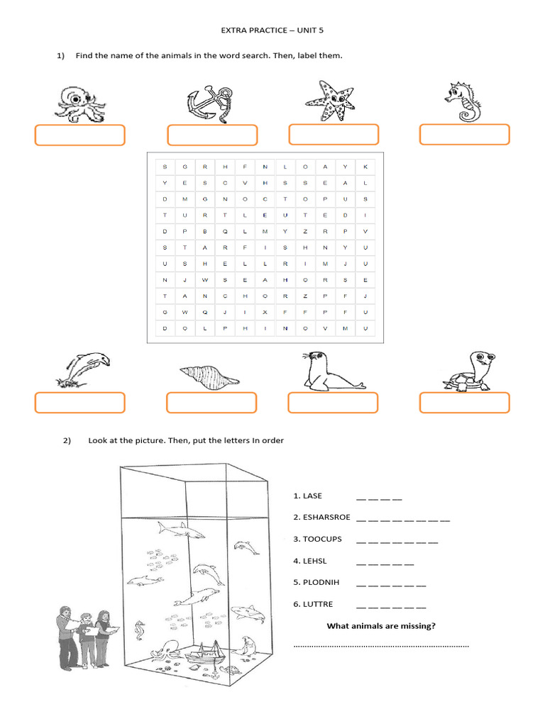 EXTRA PRACTICE - UNIT 5 (Under The Sea) | PDF