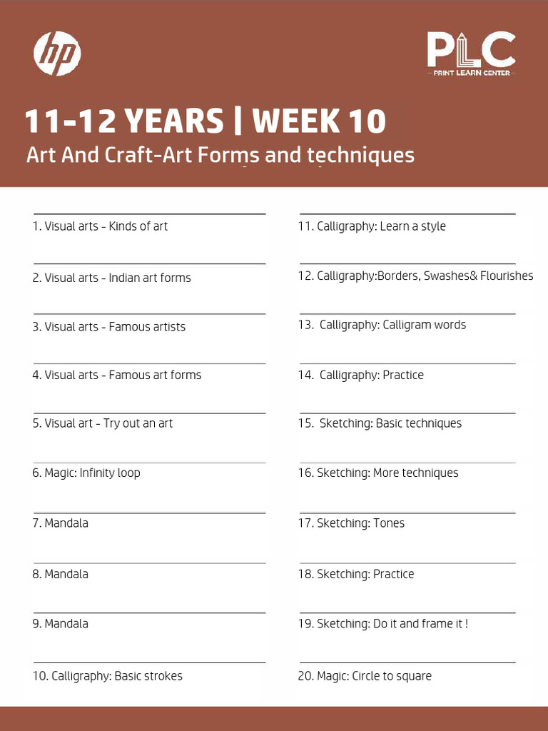 Class6 Art and Craft Art Forms Worksheet | PDF