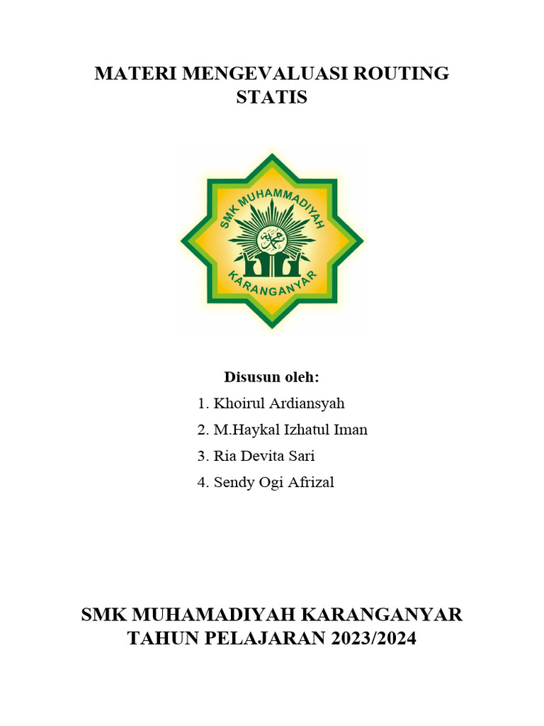 Pengertian dan Evaluasi Routing Statis | PDF