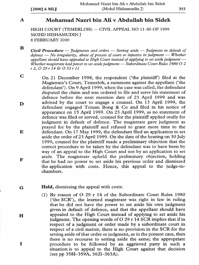 MOHAMAD NAZRI BIN ALI V ABDULLAH BIN SIDEK | PDF MOHAMAD NAZRI BIN ALI V ABDULLAH BIN SIDEK | PDF