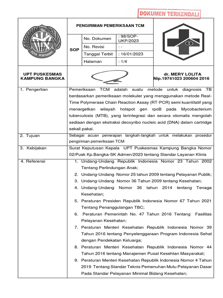 SOP Pengantaran dahak TCM | PDF