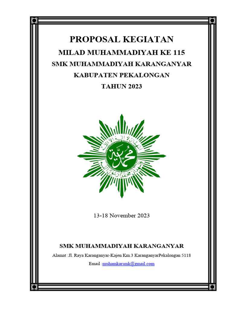 PROPOSAL KEGIATAN Milad 115 | PDF