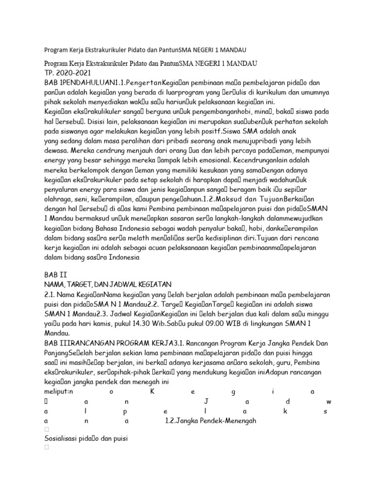 Program Kerja Ekskul Pidato | PDF | Kesehatan Holistik