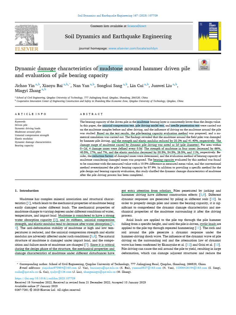 Mudstone Damage & Pile Bearing Capacity | PDF | Deep Foundation | Young ...