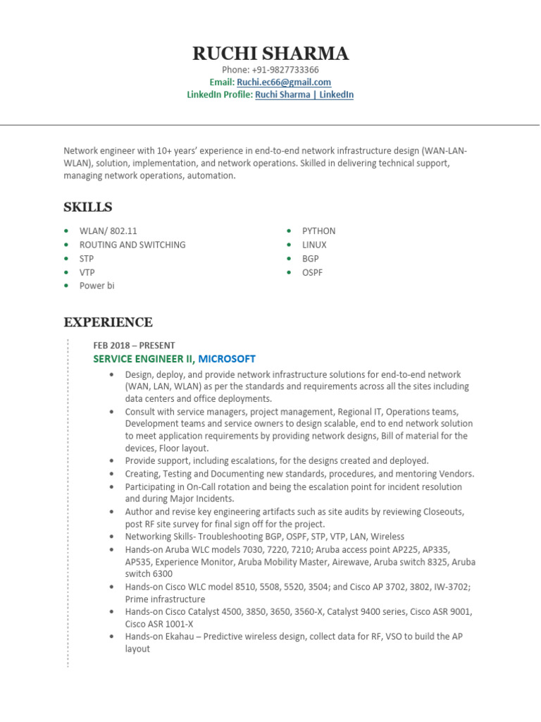 Ruchi Sharma 36762615 202204111148 Resume | PDF | Computer Network ...