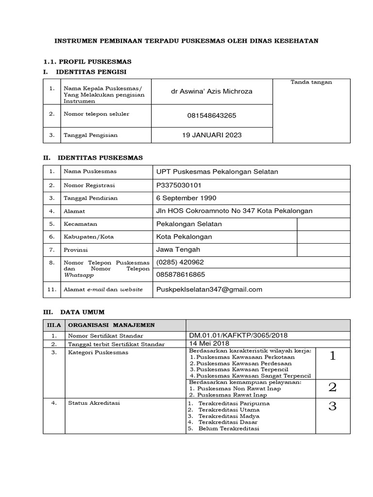 G. INSTRUMEN TPCB PUSK PEKL SLTN 2023 | PDF