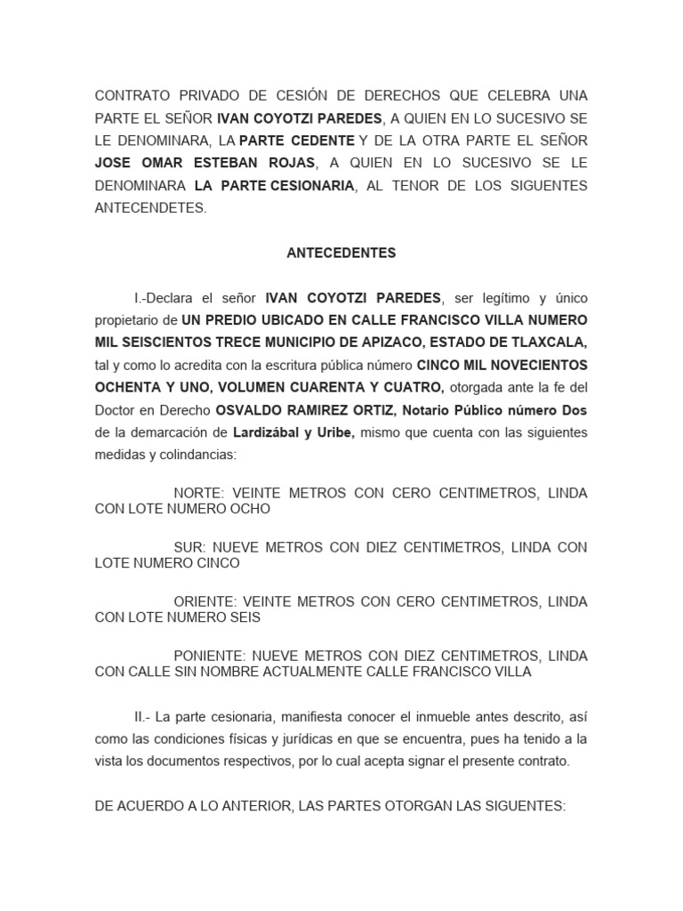 Cesion de Derechos Omar e Ivan | PDF