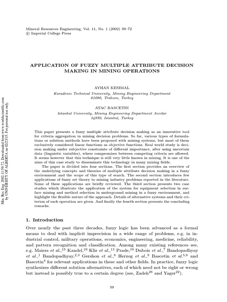 Application Of Fuzzy Multiple Attribute Decision Pdf Eigenvalues And Eigenvectors Fuzzy Logic 