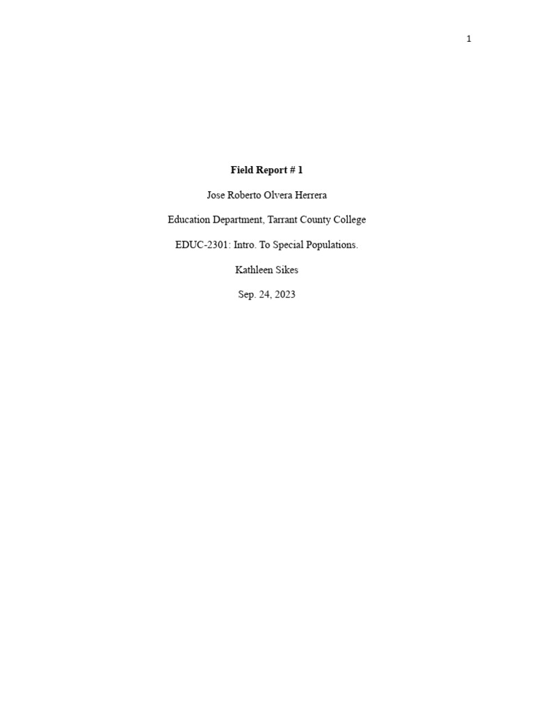 Field Report 1 Ise | PDF | Classroom