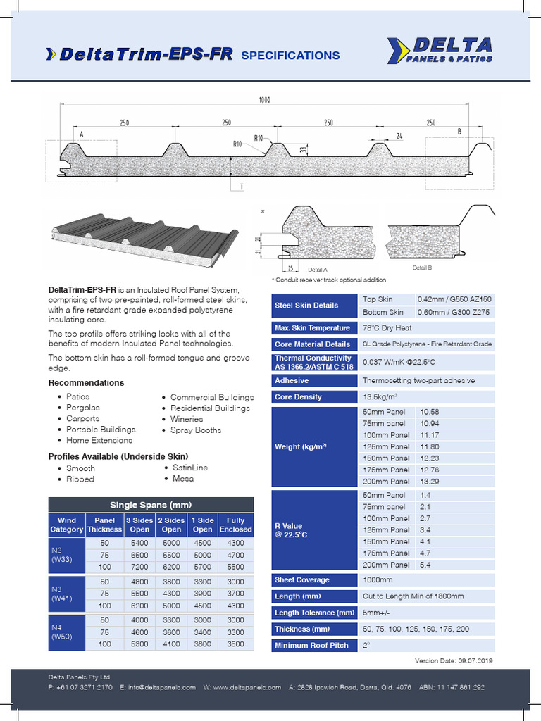 DeltaTrim EPS-FR Panel Specifications | PDF | Building | Physical Sciences