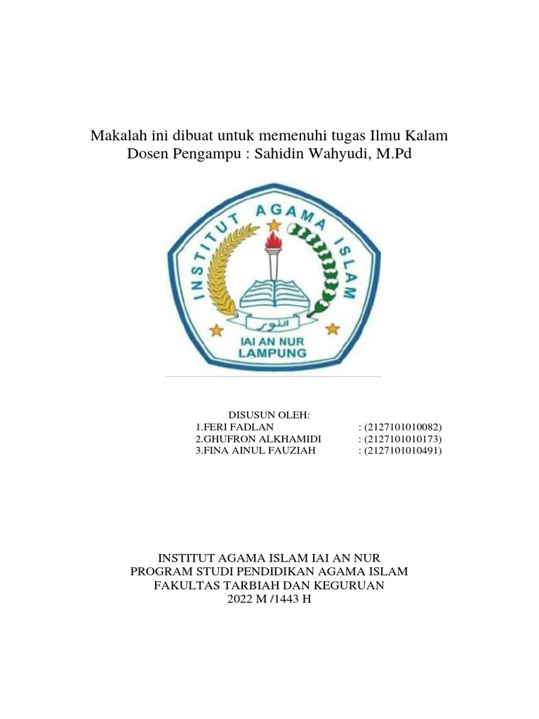 Makalah Ini Dibuat Untuk Memenuhi Tugas Ilmu Kalam 1 | PDF