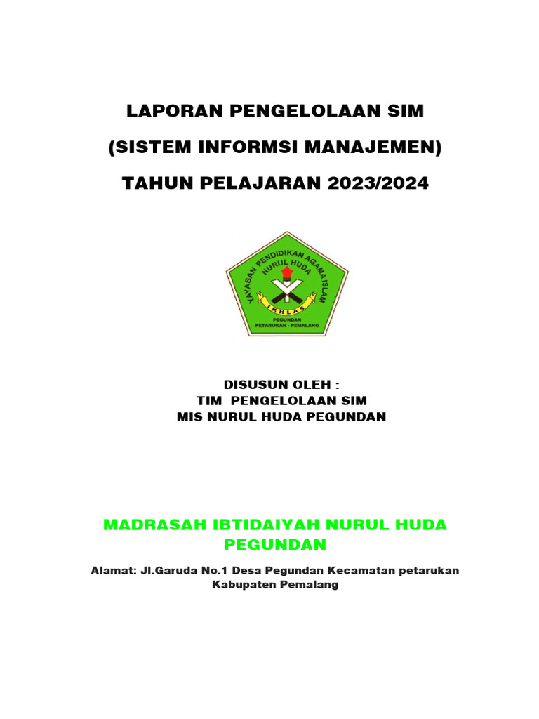 Laporan Pengelolaan SIM MADRASAH | PDF | Komputer