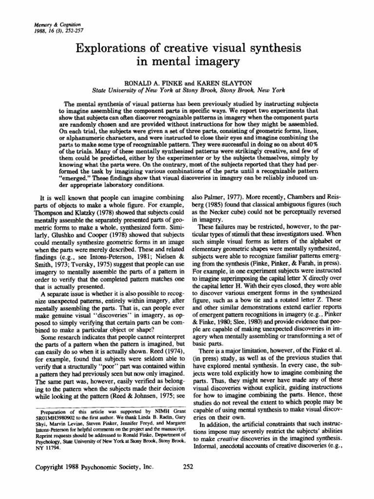 Finke Slaytons Visual Synthesis | PDF | Mental Image | Cognitive Science
