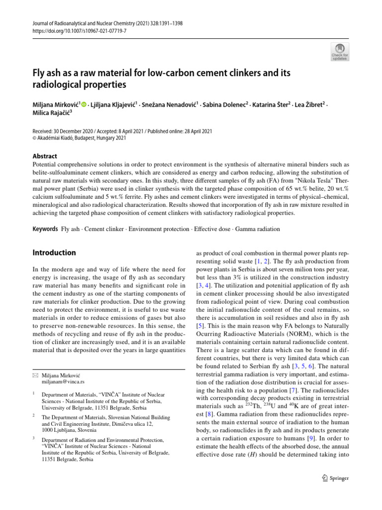 Fly Ash As A Raw Material For Low Carbon Cement Clinkers and Its ...