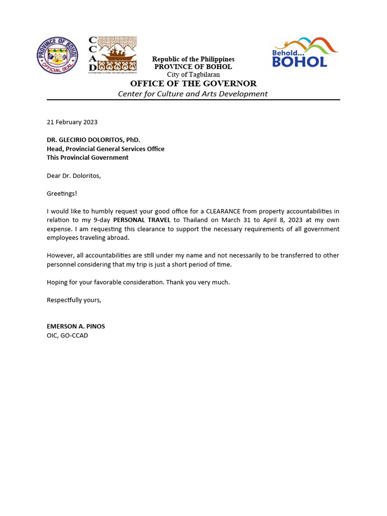 Letter Request To GSO Re Clearance | PDF
