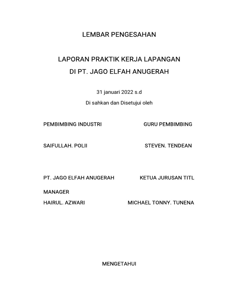 Laporan PKL | PDF