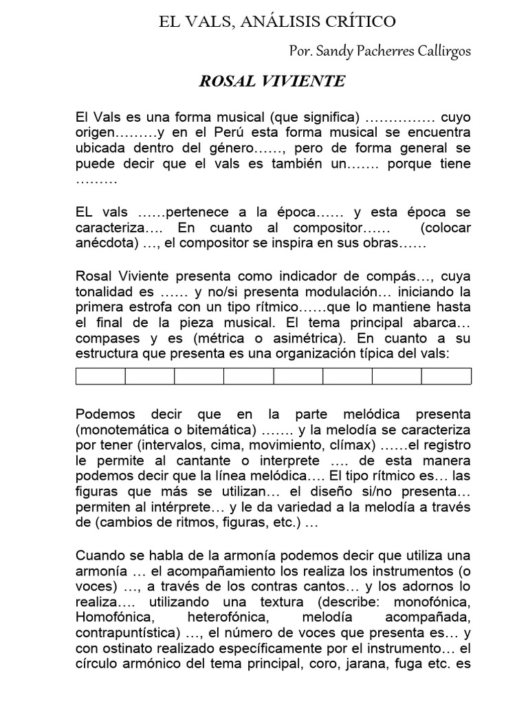 El Vals, Analisis y Argumento | PDF | Melodía | Ritmo