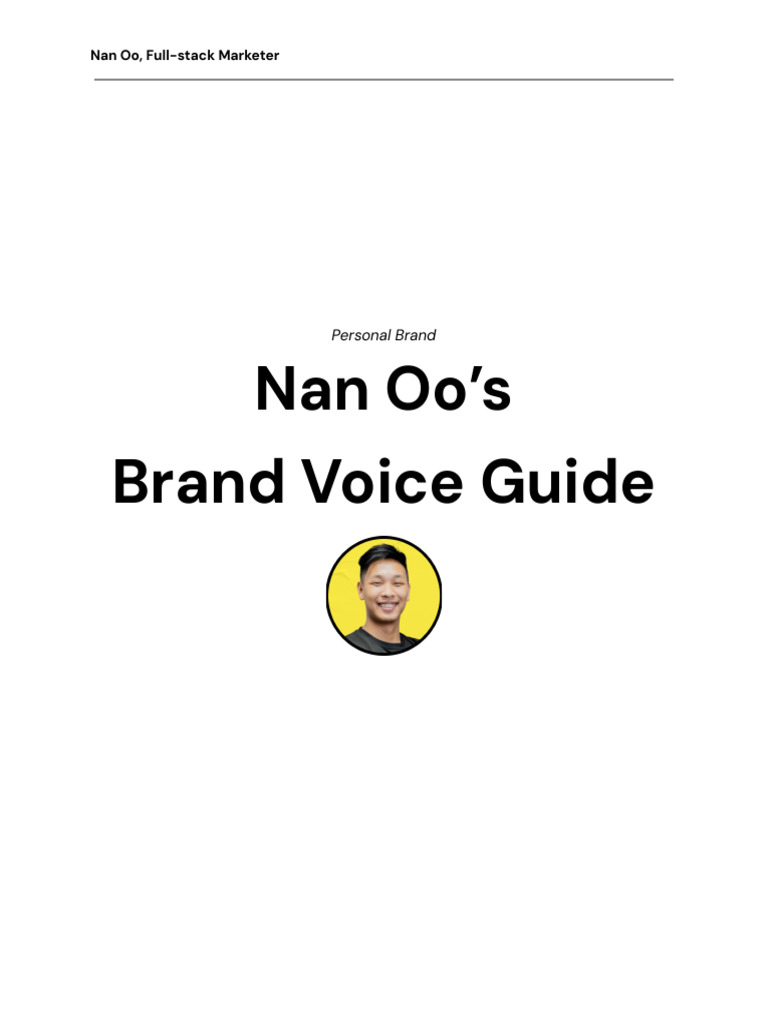 Nan Oo Personal Brand Voice Guide | PDF | Marketing | Sales