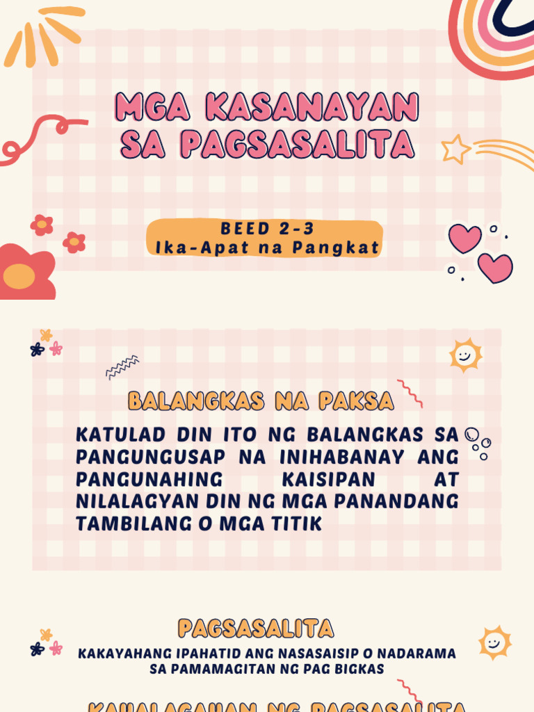 Mga Kasanayan Sa Pagsasalita | PDF