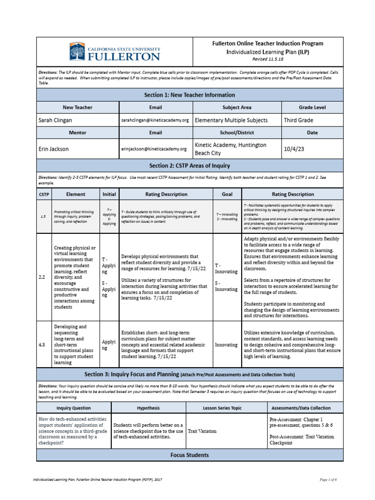 Ilp Form 11 | PDF | Learning | Teachers