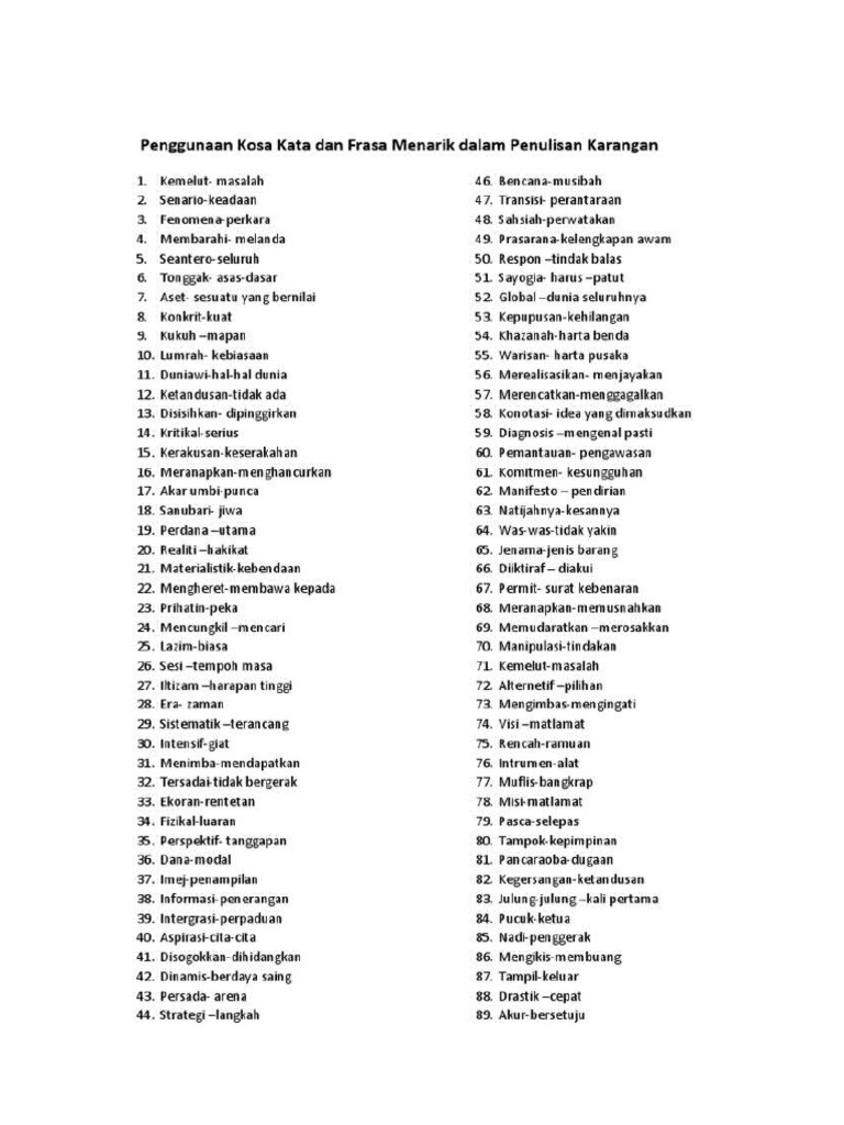 Kosa Kata BM | PDF