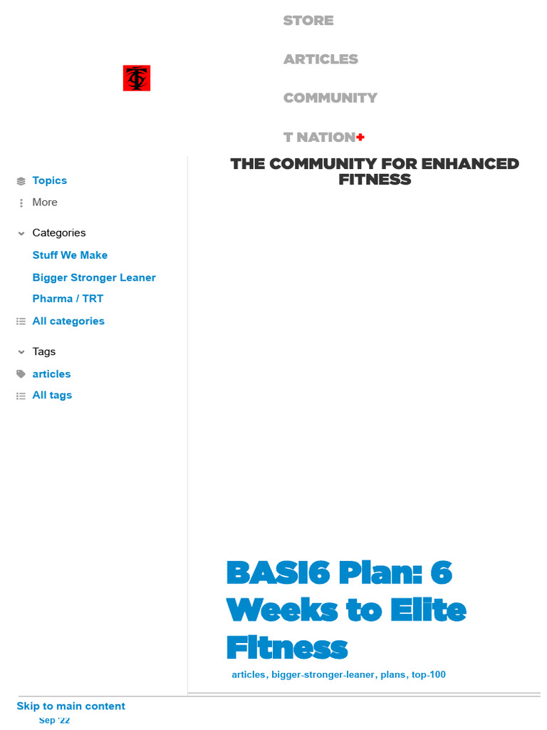BASI6 Plan - 6 Weeks To Elite Fitness - Bigger Stronger Leaner - COMMUNITY - T NATION | PDF ...