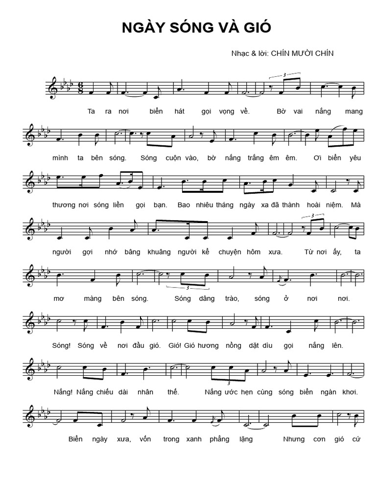 Ngay Song Va Gio Sheet Nhac PDF File Goc | PDF