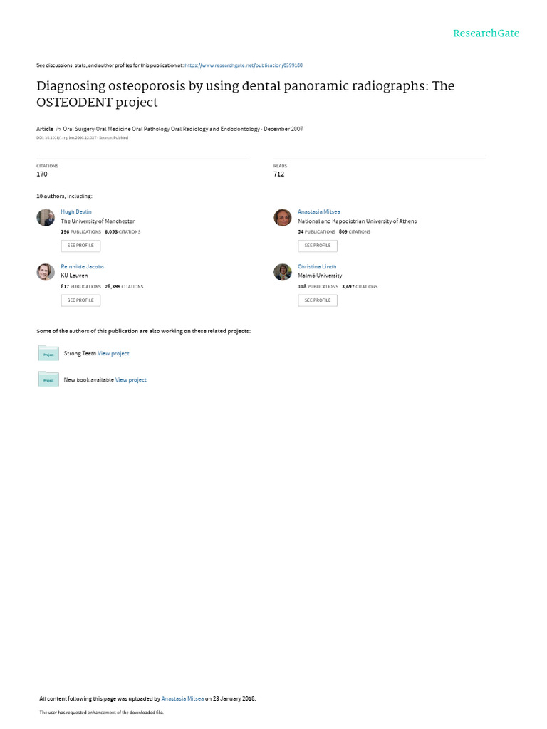 Diagnosing Osteoporosis by Using Dental Panoramic Radiographs: The ...