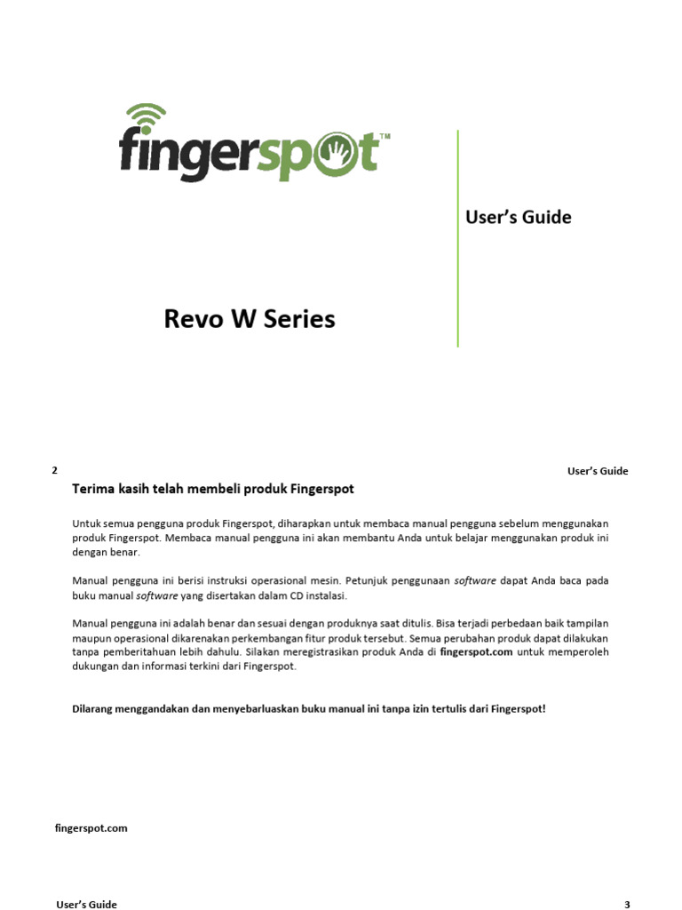 Buku Manual Revo W Series | PDF