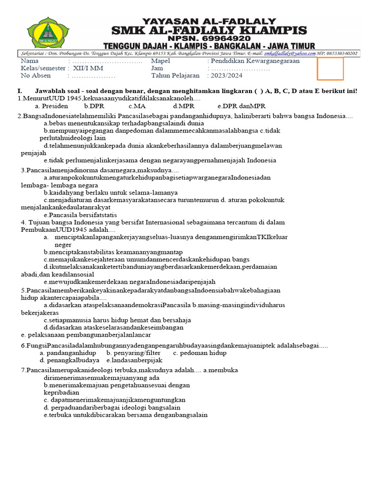 Pas 2023 Kelasxii | PDF