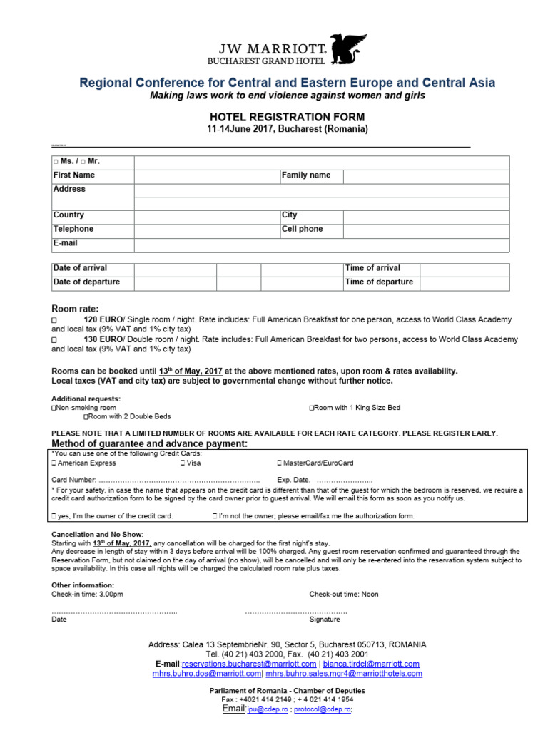 Hotel Guest Registration Form in | PDF | Credit Card | Payments