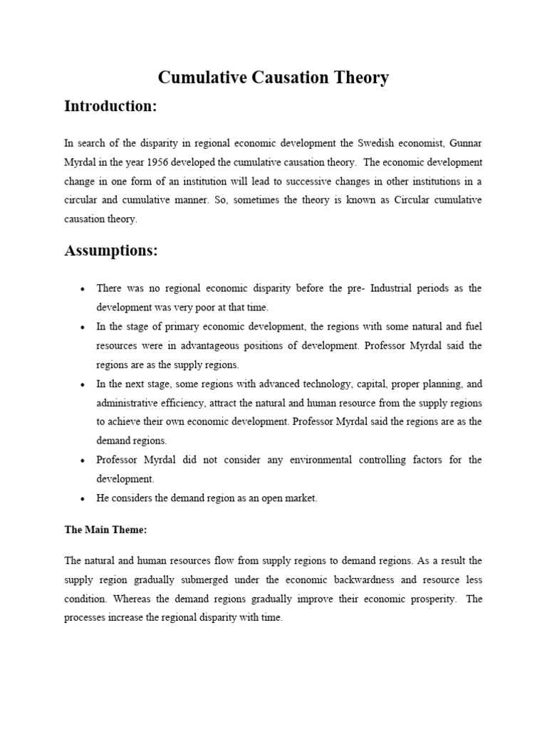 Myrdal's Cumulative Causation Theory | PDF | Economic Growth | Economic ...