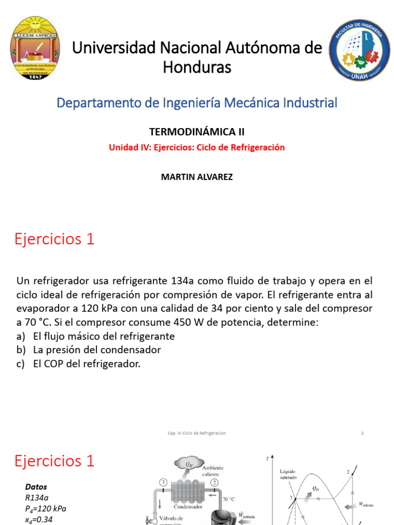 Unidad III - Ejercicios Ciclo de Refrigeracion | PDF | Refrigeración | Temperatura