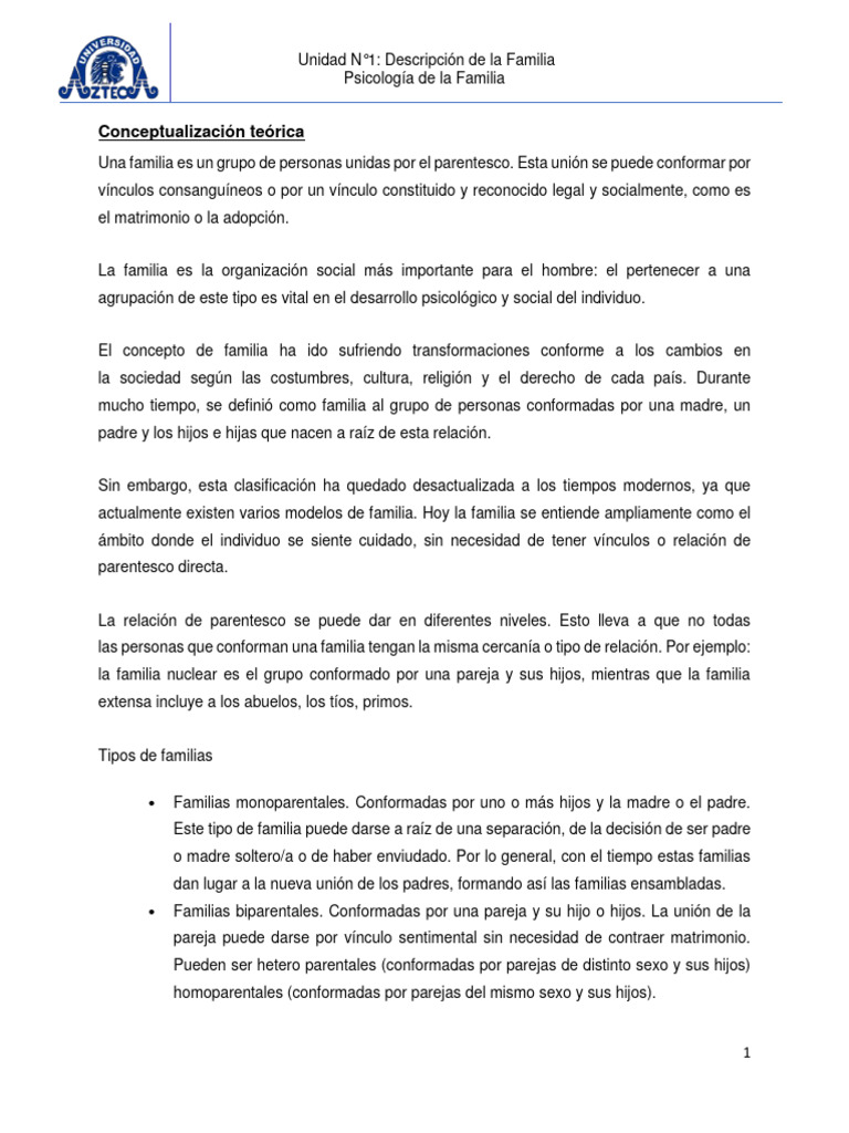 Descripción de La Familia | PDF | Familia | Matriarcado
