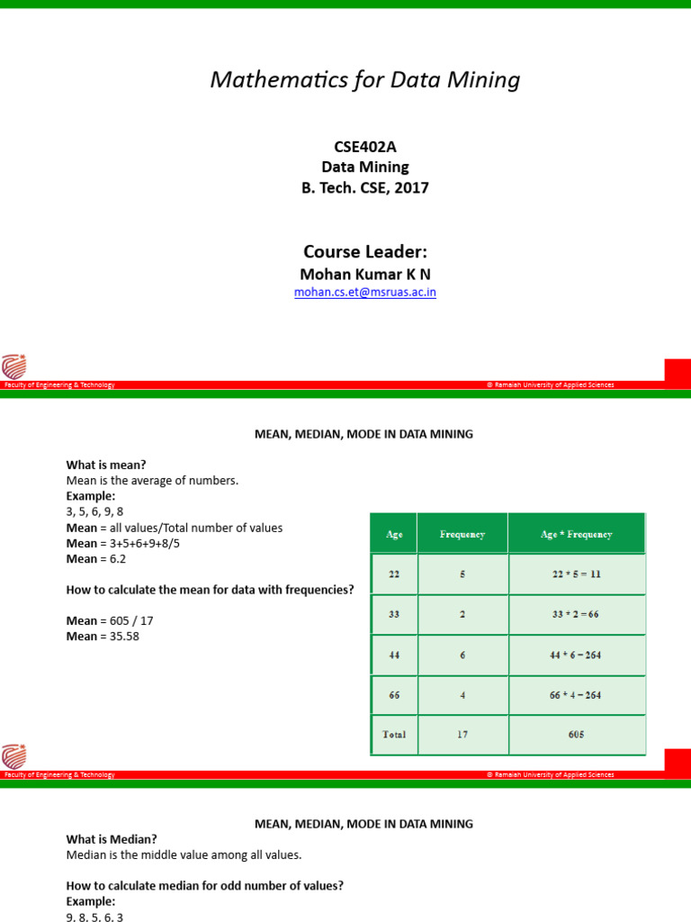 Mathematics For Data Mining | PDF | Sampling (Statistics) | Mathematics