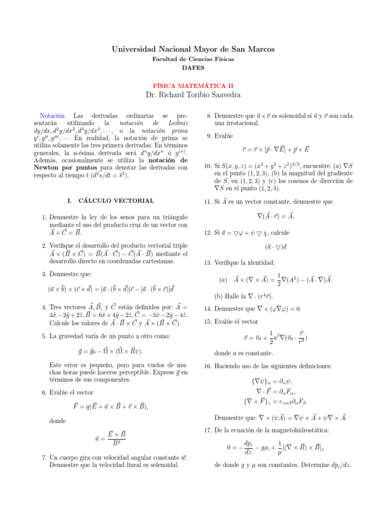 FM2 Problemas | PDF | Vector Euclidiano | Integral