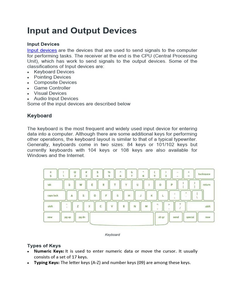 Input And Output Devices Pdf Printer Computing Computer Keyboard