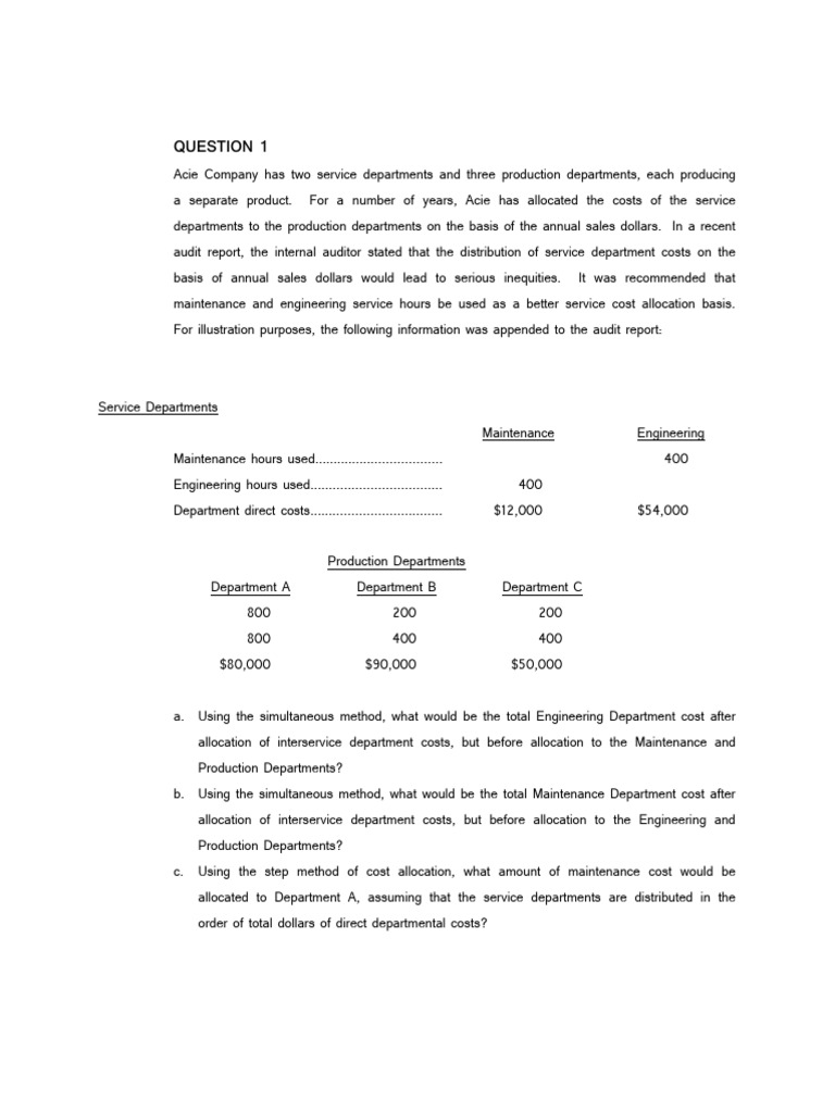 Reciprocal and Step Method Questions | PDF