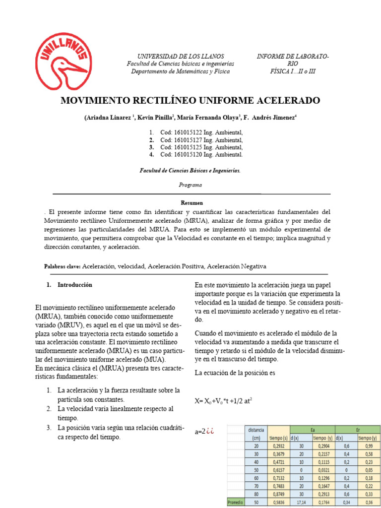 Informe N°6 | PDF | Aceleración | Velocidad