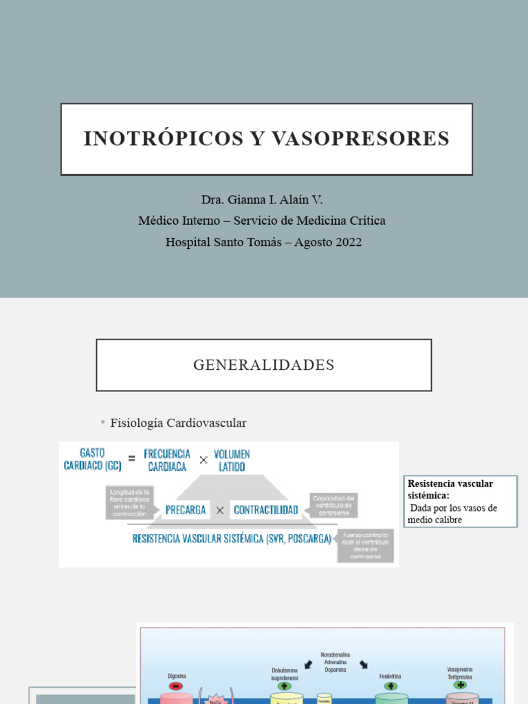 Inotrópicos y vasopresores | PDF | Norepinefrina | Especialidades Medicas