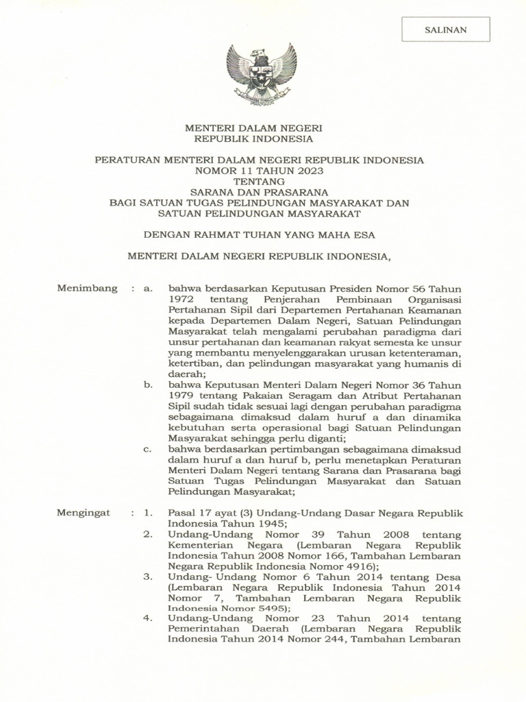 2023-Permendagri Nomor 11 Tahun 2023 | PDF 2023-Permendagri Nomor 11 Tahun 2023 | PDF