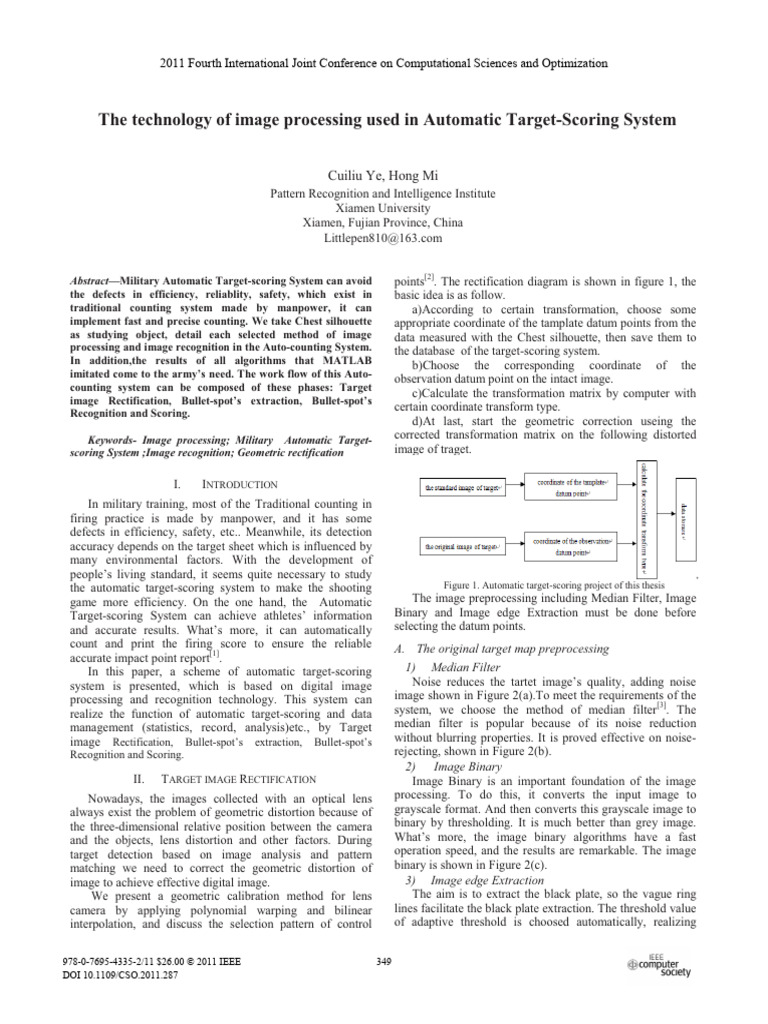 The Technology of Image Processing Used in Automatic Target-Scoring System | PDF | Data ...