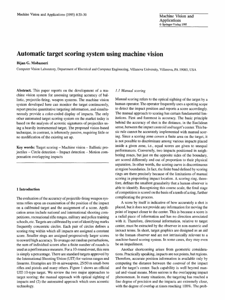Automatic Target Scoring System Using Machine Vision Pdf