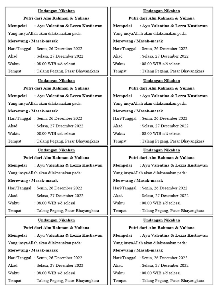 Undangan Rewang MBK Ayu | PDF