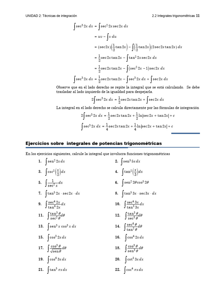 Deber Ejercicios de Integrales Trigonométricos | PDF | Integral