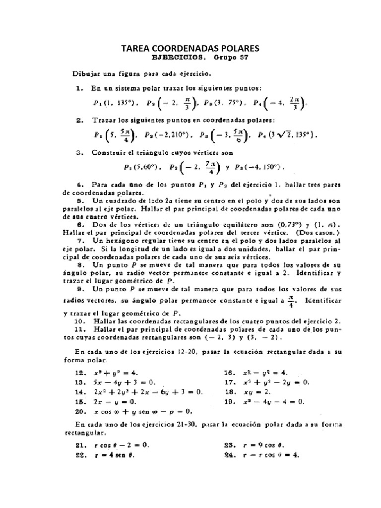 Tarea Coordenadas Polares | PDF
